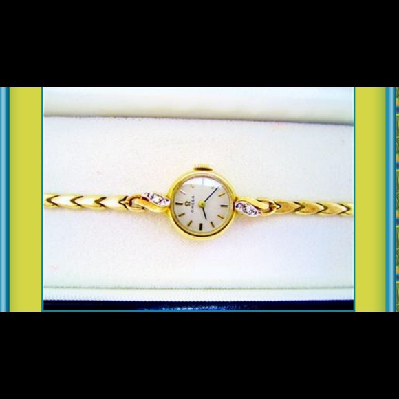 Omega | Jewelry | Vtg 4k Gold Diamond Omega Ladies C196s Watch | Poshmark